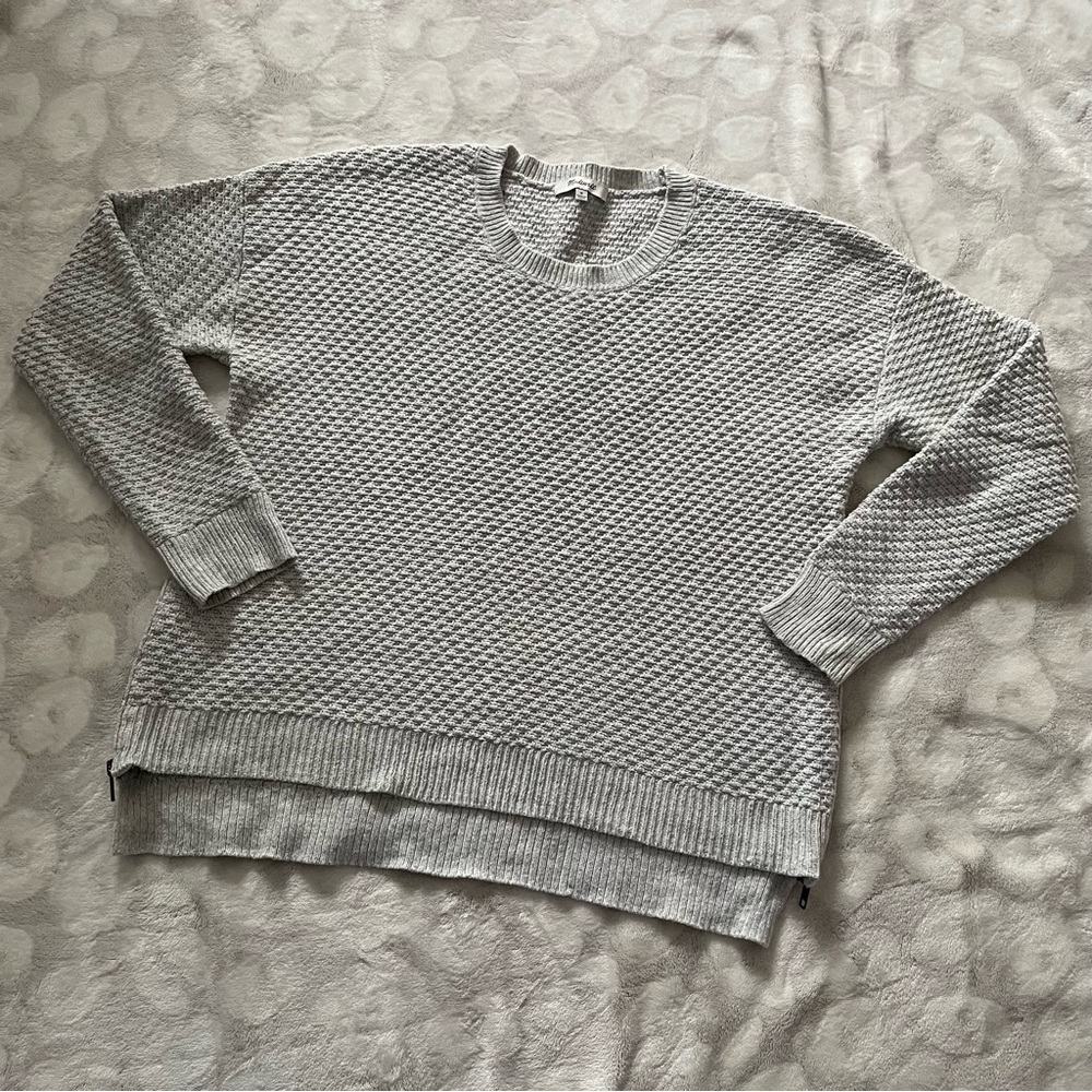 Madewell Light Gray Landmark Texture Sweater With Sid… - Gem